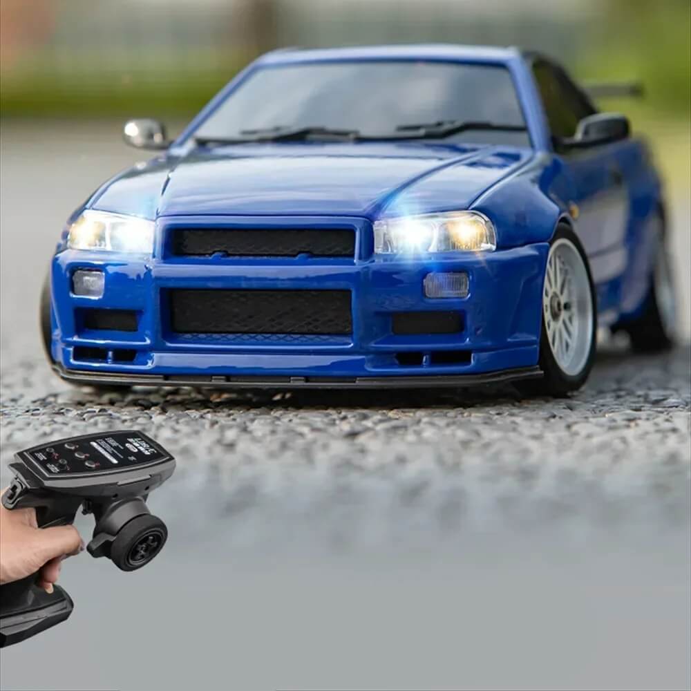 LDRC 1899 RC Drift Car 1:18 RWD GTR R34 with Gyro, LED Lights & 2.4GHz ...