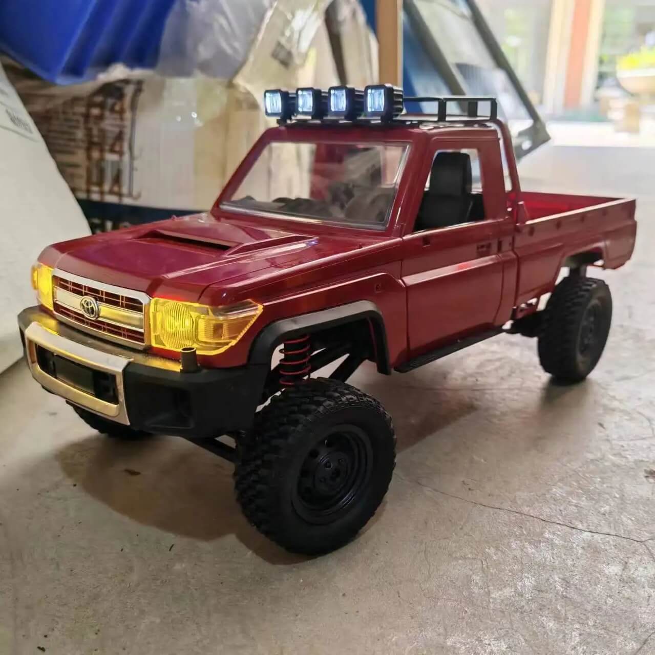 Metal Roof Rack with LED Spot Lights for 1/12 MN82 LC79 RC Crawler ...